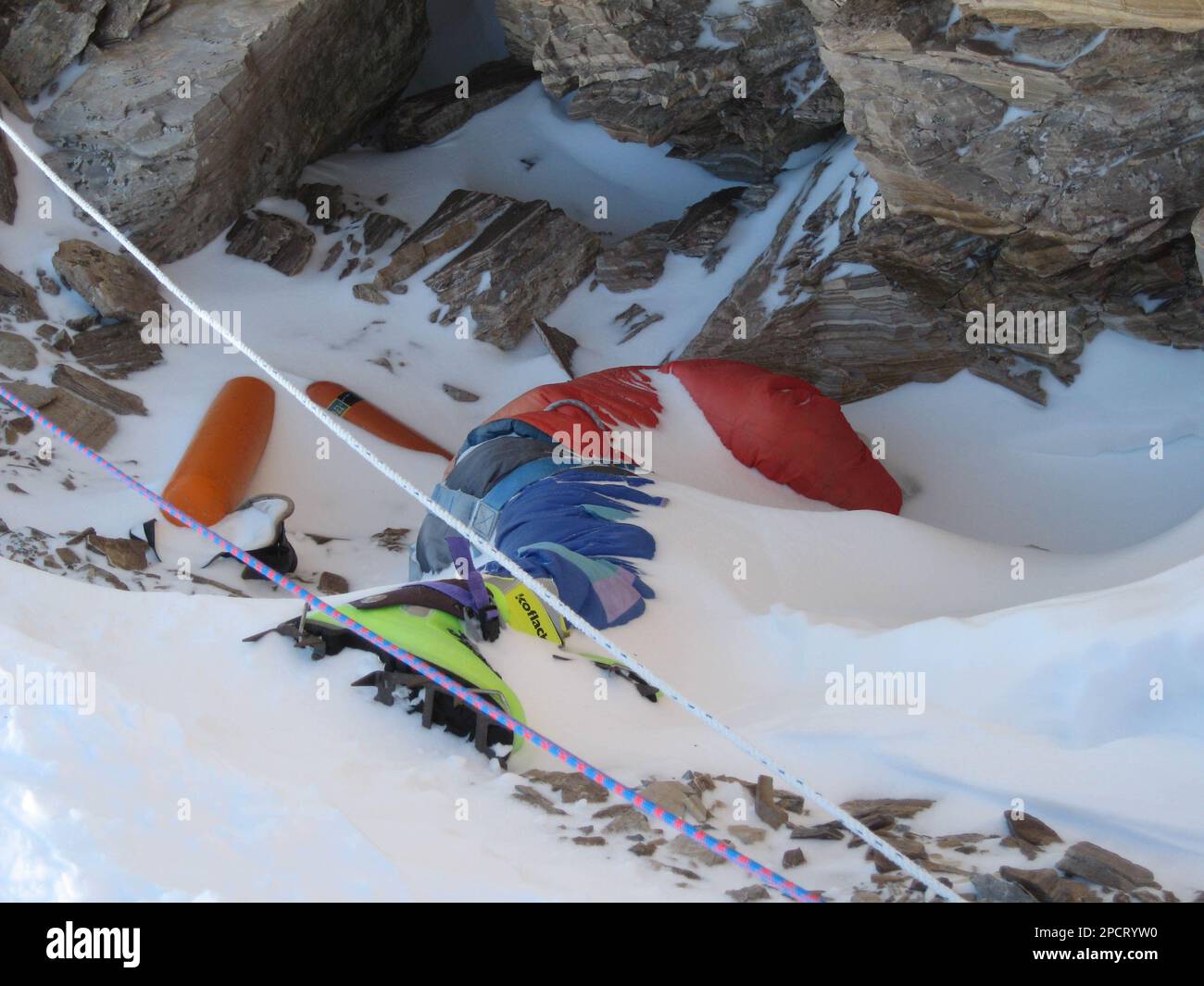This is a May 2006 photo of "Green Boots," an Indian climber who died in a small rock alcove on ...
