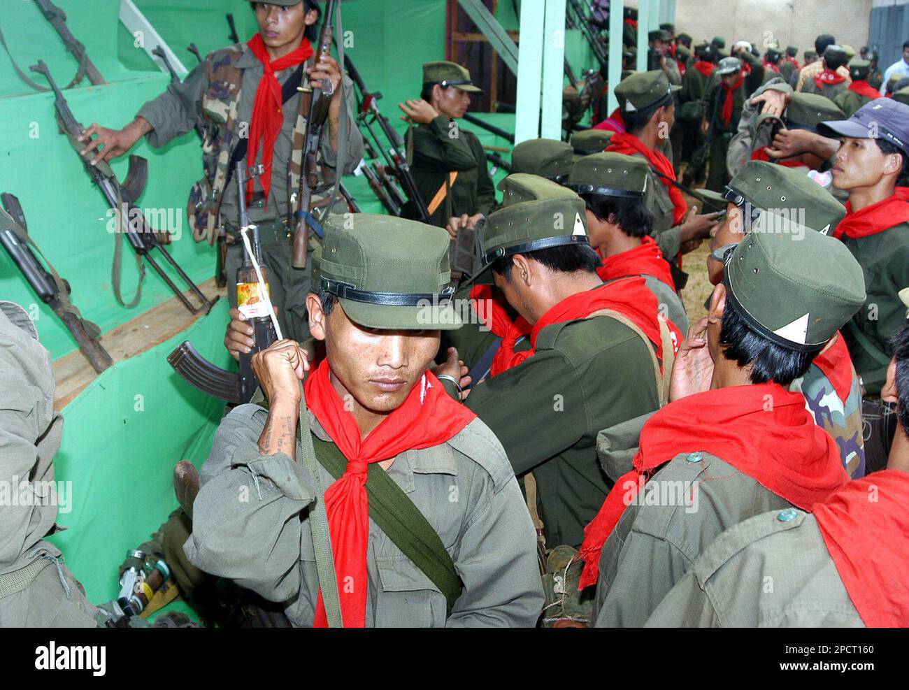 Soldiers from a surrendered breakaway faction ethnic Shan rebel group ...