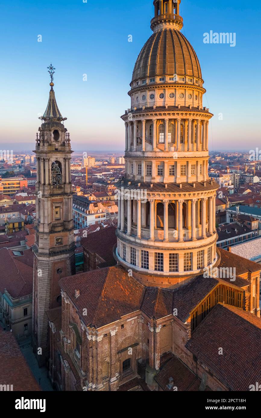 Aerial view of the Antonelli's dome and San Gaudenzio Basilica, at ...