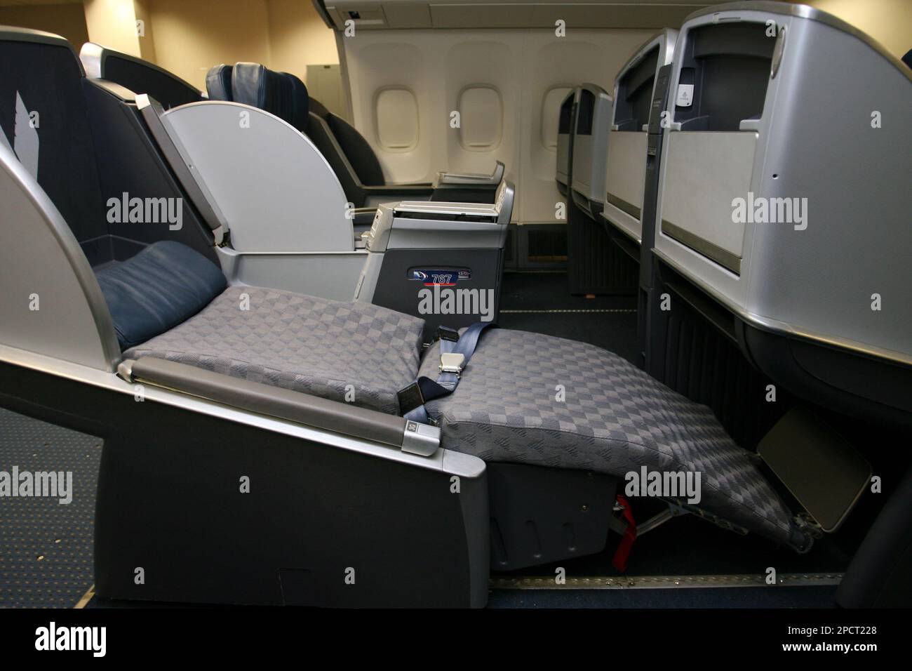 The 767 Next generation Business Class seat is shown at the American ...