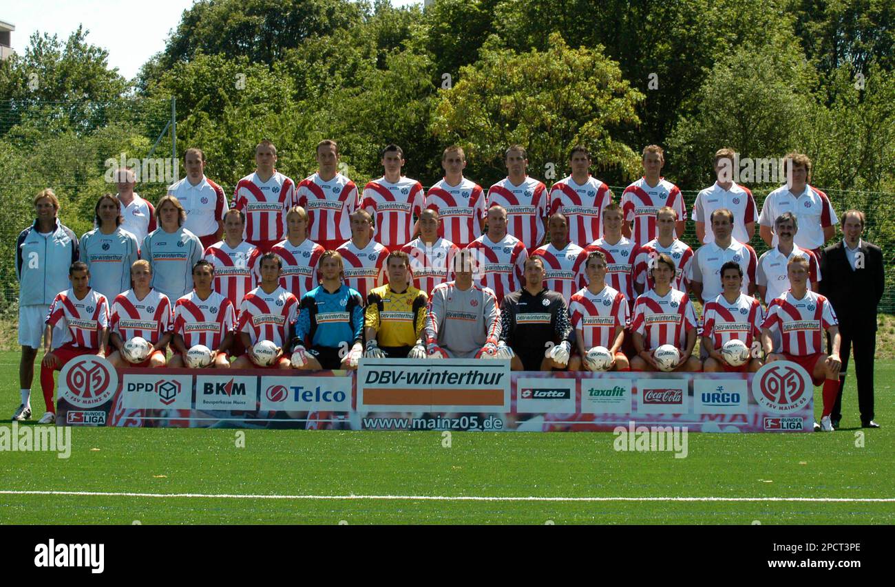 The team of German soccer club Mainz 05 poses for the media in Mainz ...