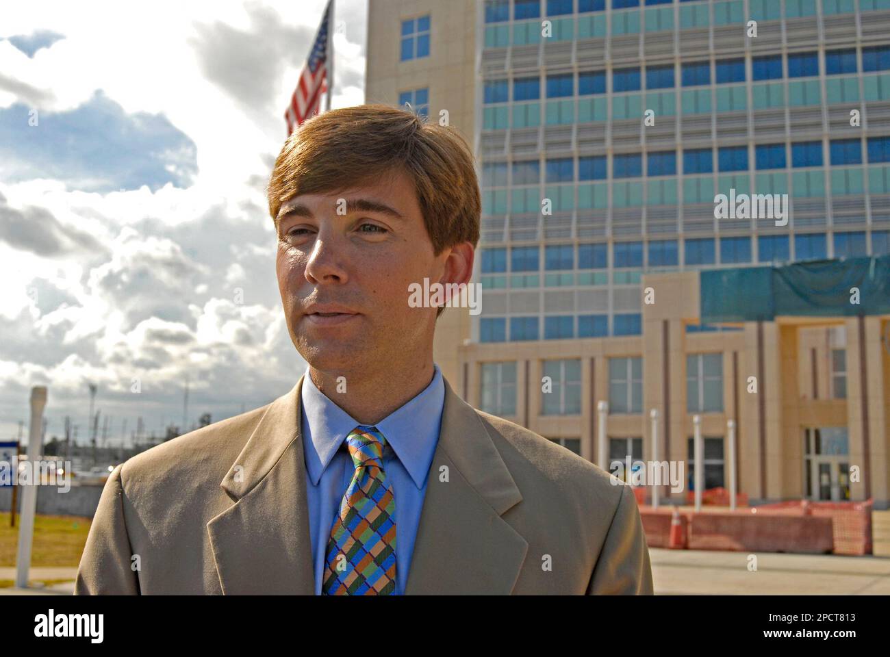 Zach Scruggs, son of attorney Richard "Dickie" Scruggs talks to reporters, Friday, July 14, 2006 ...