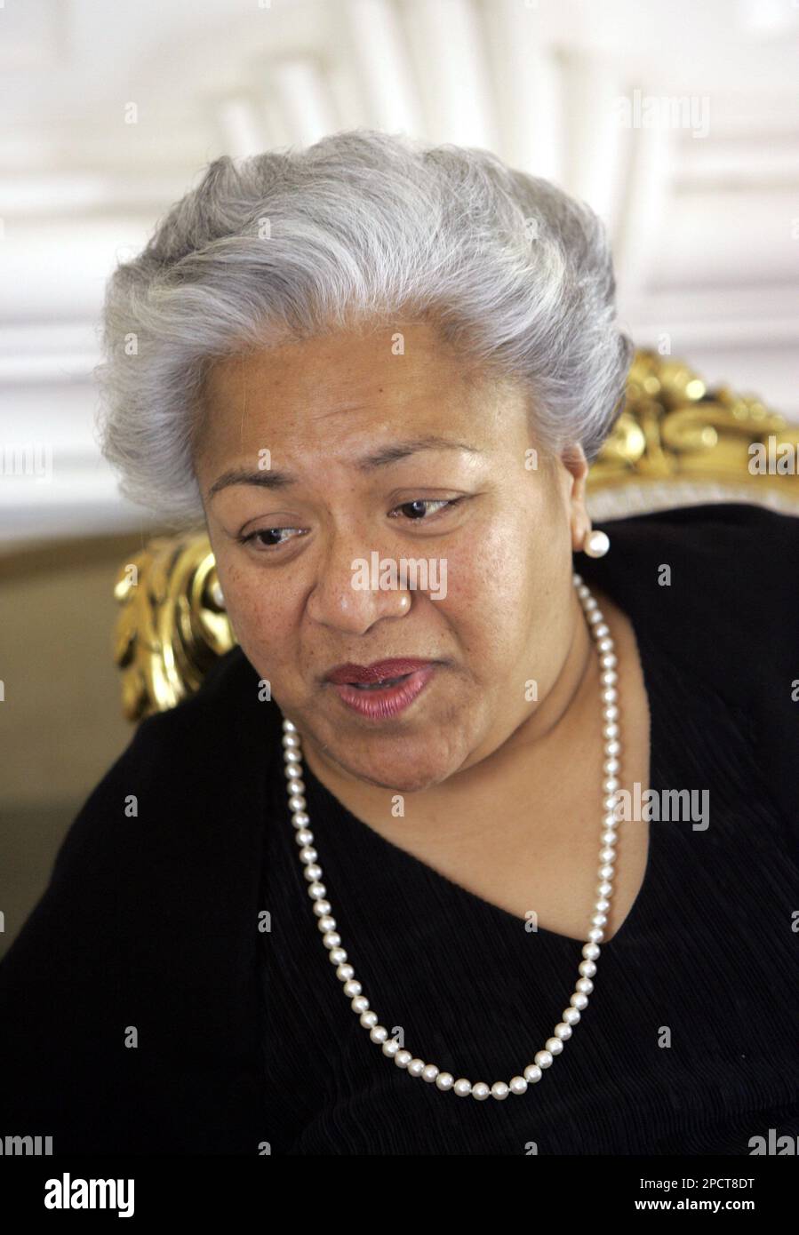 Tongan Princess Siu'ilikutapu looks emotional during a news conference ...