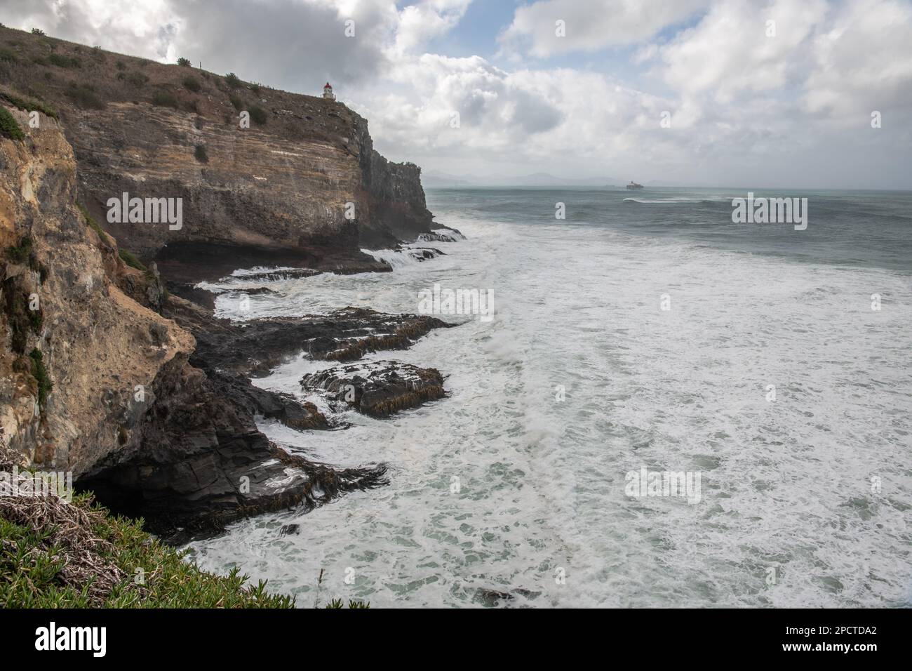 The cliffs at Taiaroa Head at the end of the Otago peninsula in New ...