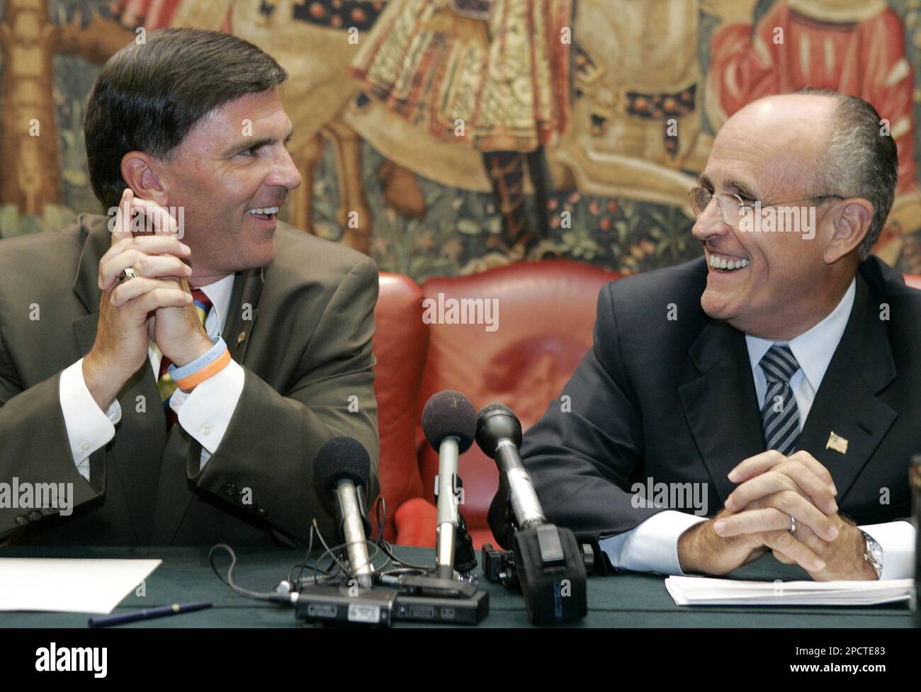 Maryland Gov. Robert Ehrlich, left, laughs with former New York City ...