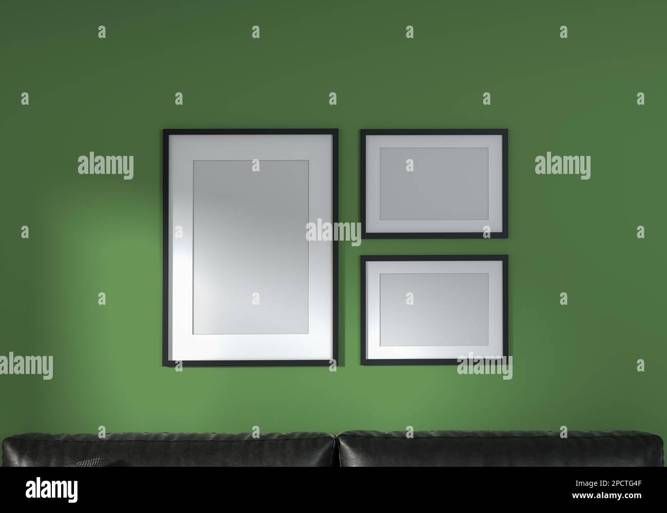 Mock Up Frames Close Up In Home Interior Green Ecological Background