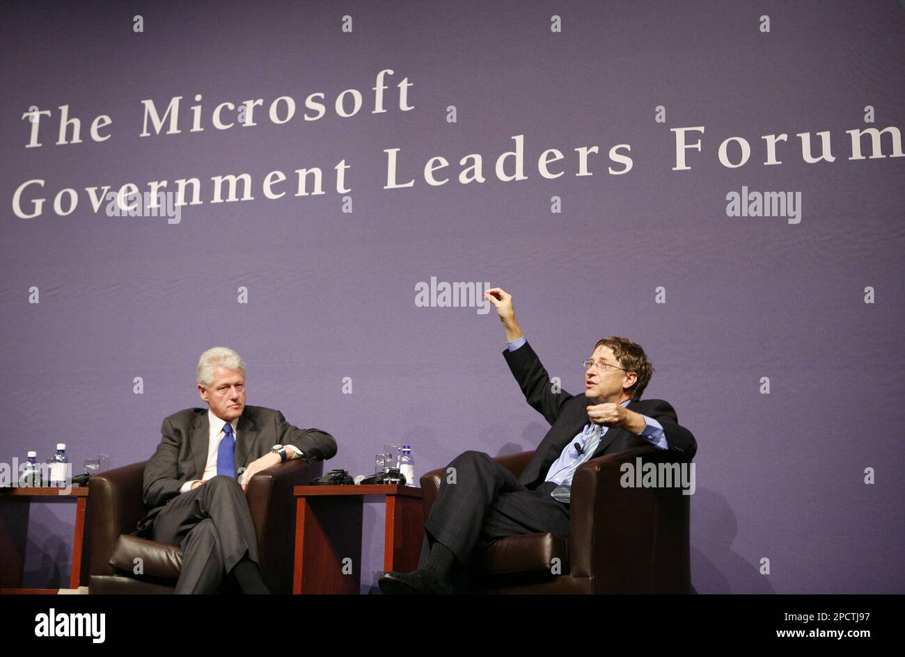 In this photo supplied by Microsoft former U.S. President Bill Clinton ...
