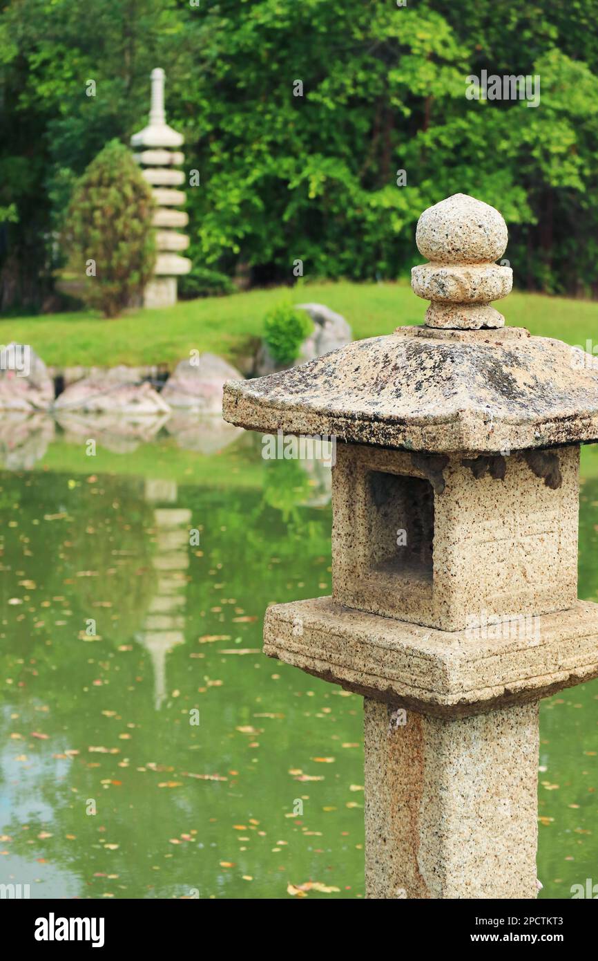 Closeup of a Stone Lantern Called Toro in a Japanese Garden Stock Photo ...