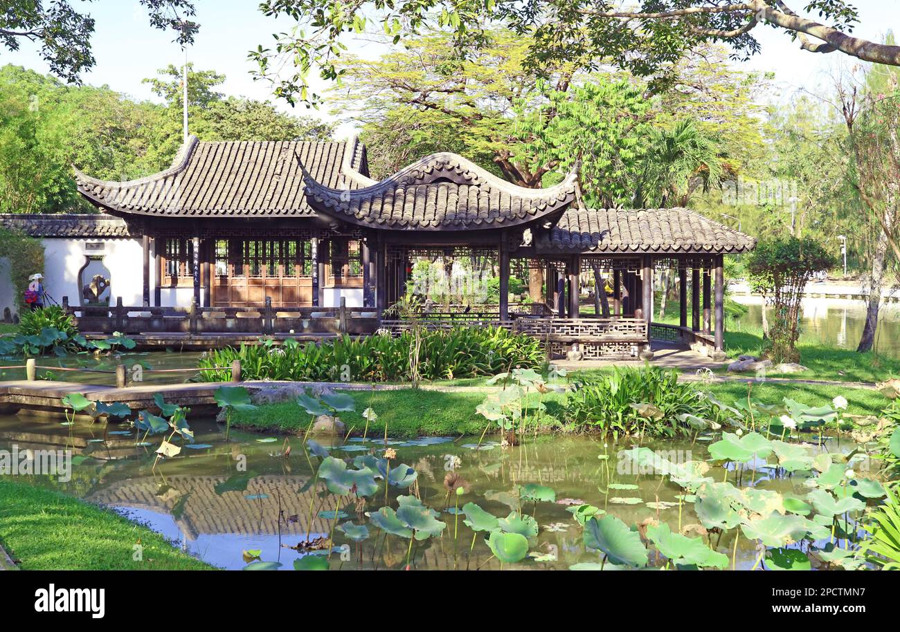 Traditional Chinese Garden with Stunning Viewing Pavilions on Water ...