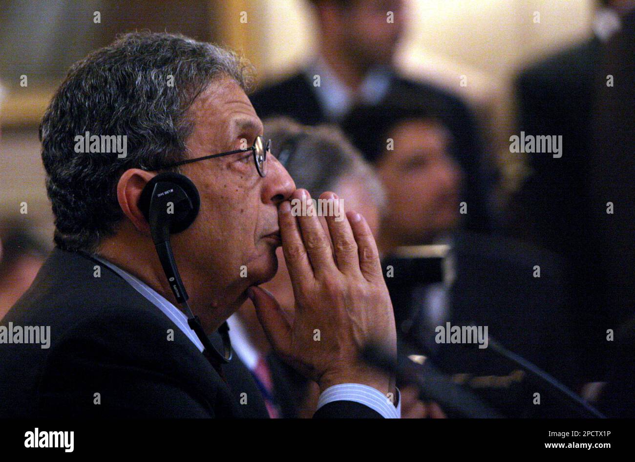 Arab League Secretary-General Amr Moussa attends during a meeting of ...