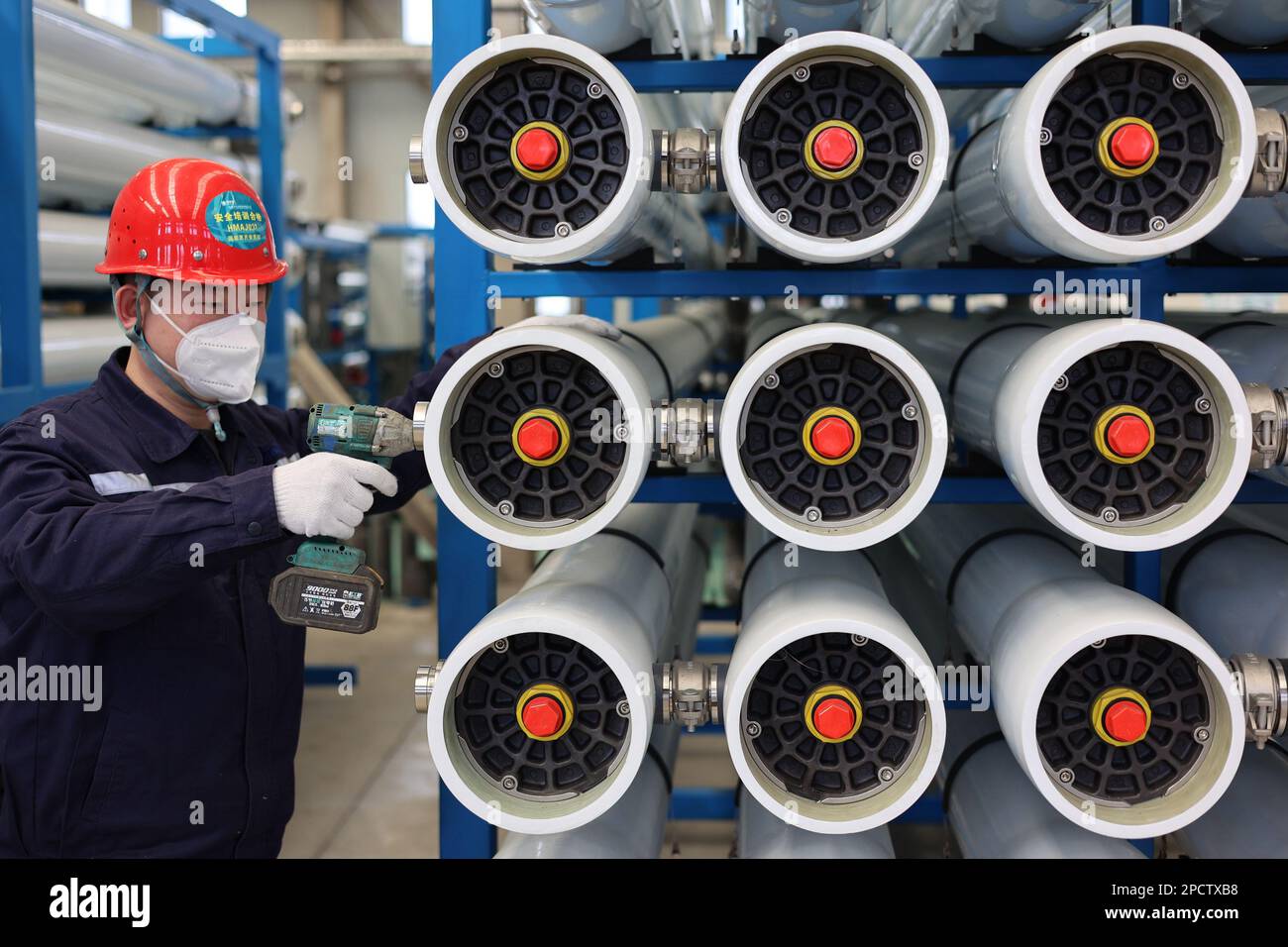 BINZHOU, CHINA - MARCH 14, 2023 - A worker produces pure water reverse ...