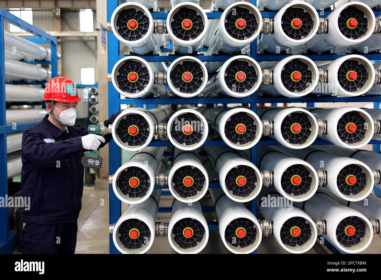 BINZHOU, CHINA - MARCH 14, 2023 - A worker produces pure water reverse ...