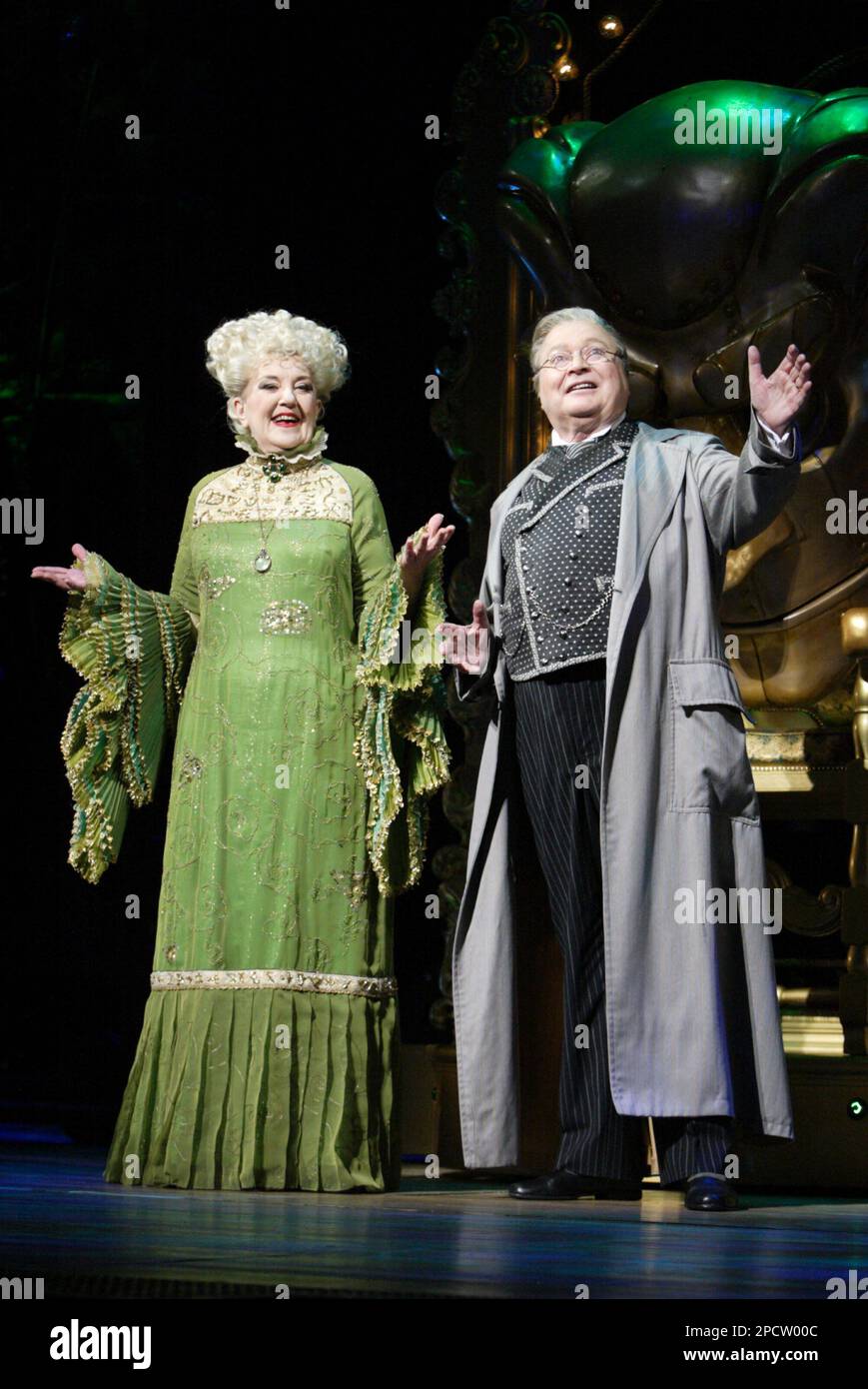 Maggie Kirkpatrick ('Madame Morrible') and Bert Newton ('The Wizard ...