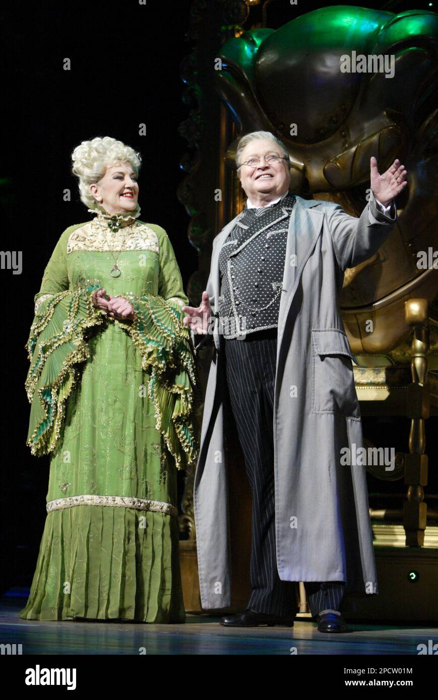 Maggie Kirkpatrick ('Madame Morrible') and Bert Newton ('The Wizard ...