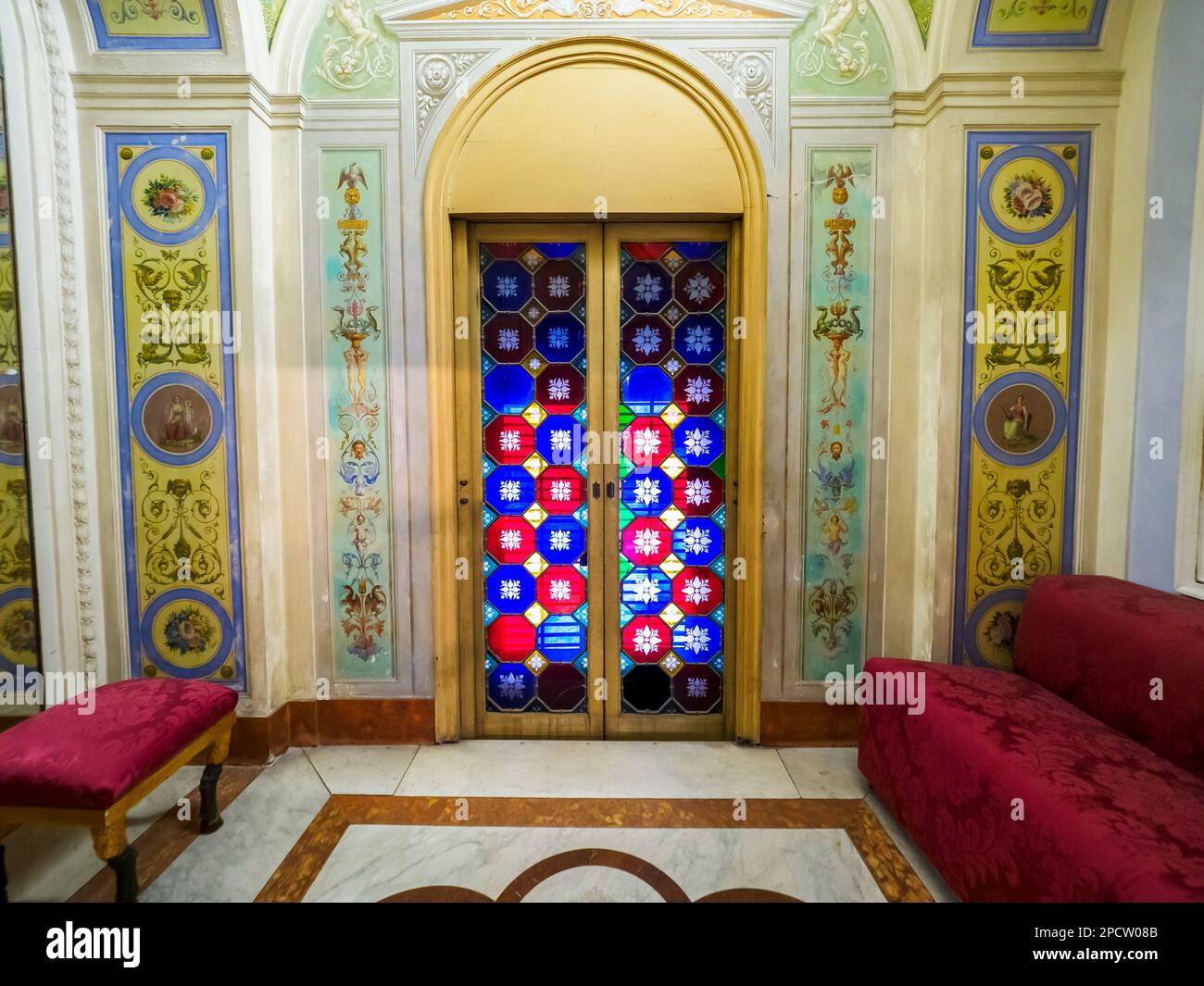Diana lounge in the Filangeri-Cutò aristocratic baroque style palace ...