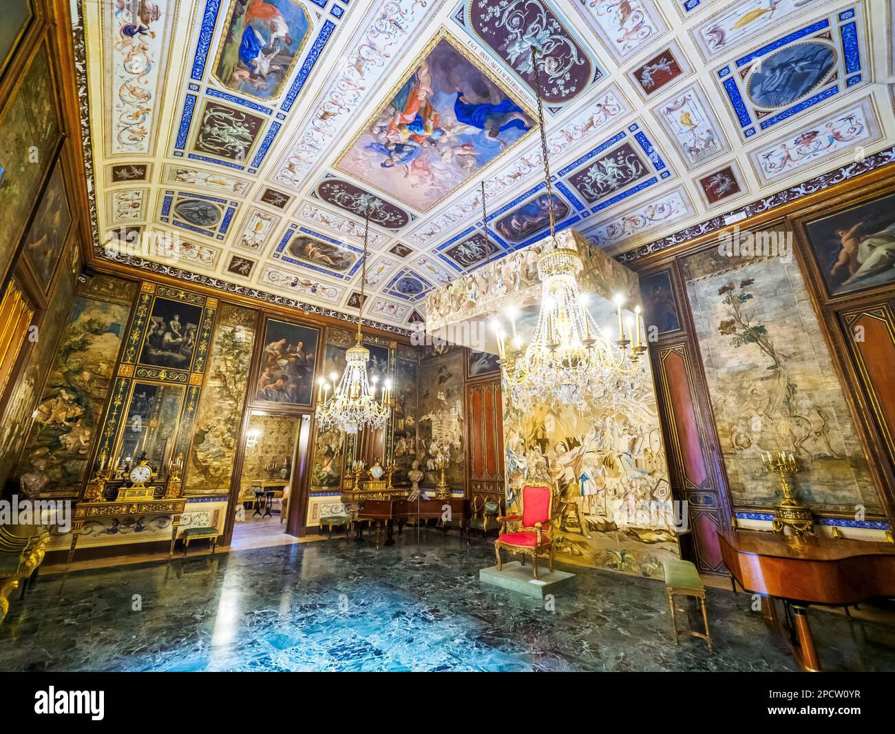 Salone del Baldacchino (Canopy Hall) in the Filangeri-Cutò aristocratic ...