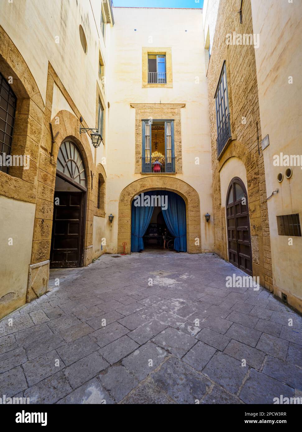 Courtyard in the Filangeri-Cutò aristocratic baroque style palace also ...