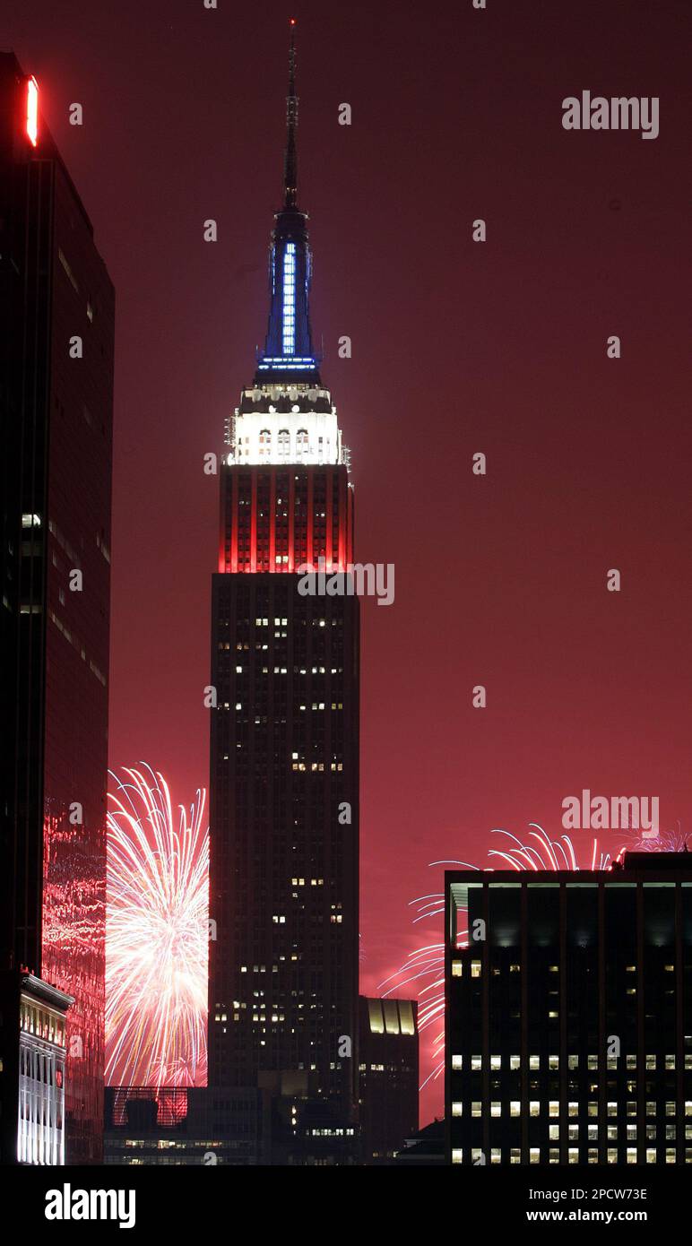 The Empire State building is shown during the 30th Annual Macy's 4th of July fireworks display ...