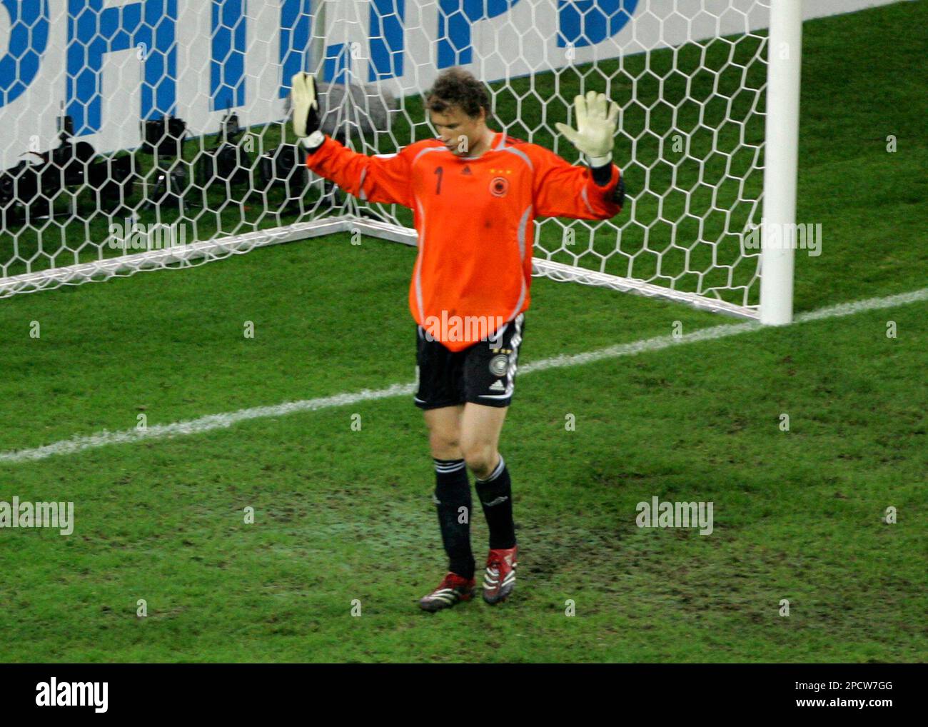 German goalie Jens Lehmann reacts to a saved goal in extra time in the ...