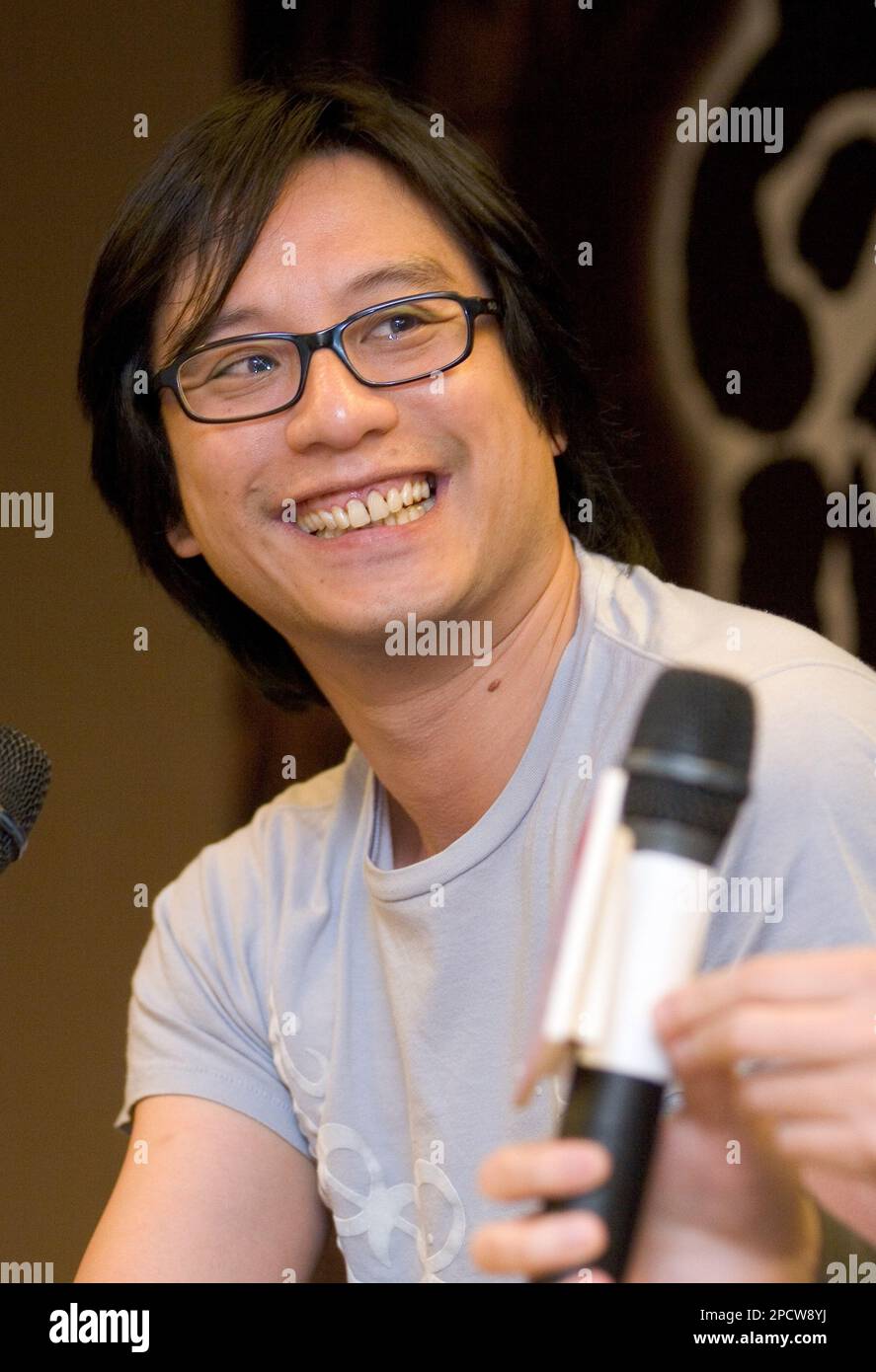 Famed Hong Kong film director Oxide Pang answers questions during a ...