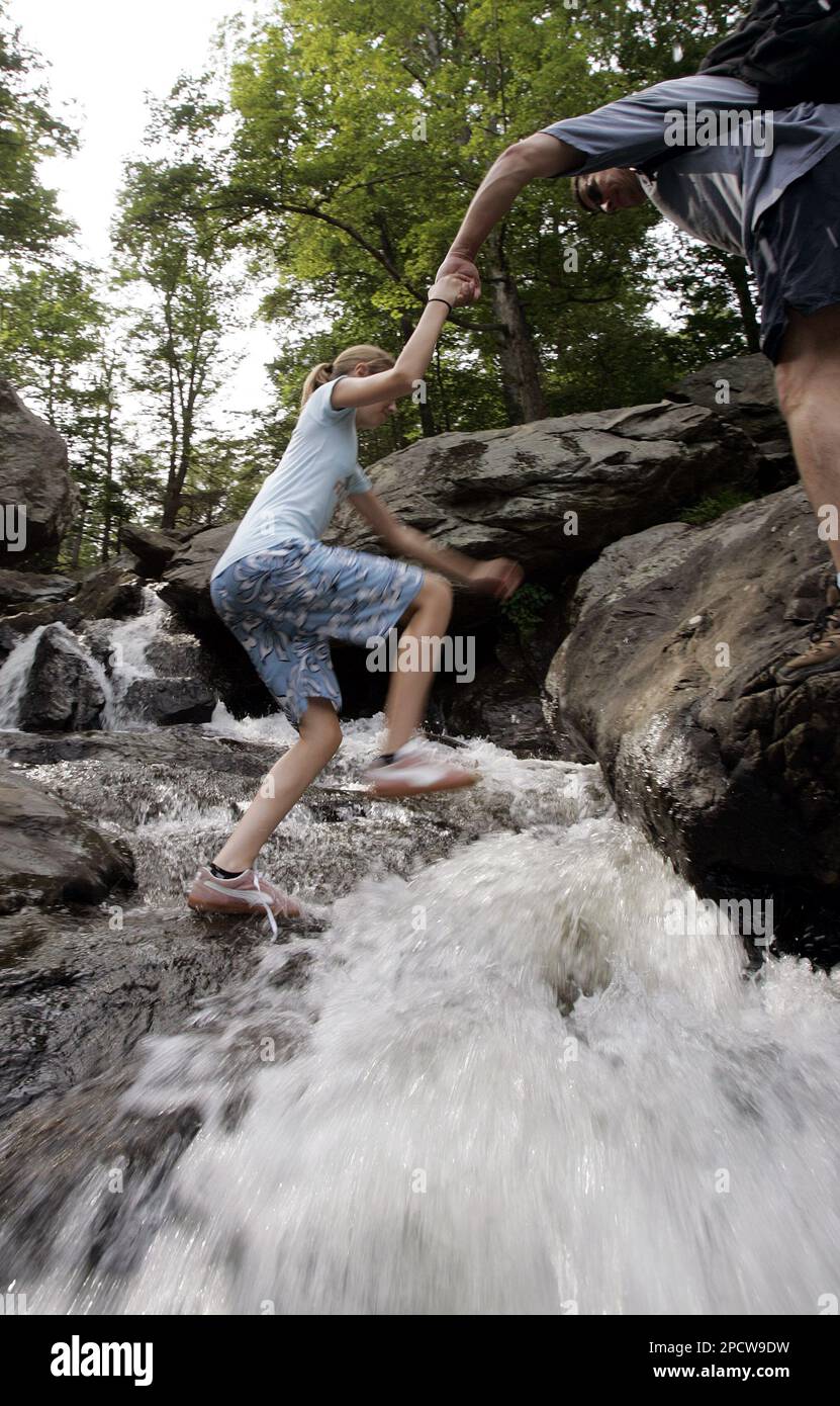 ** CORRECTS TO CUNNINGHAM FALLS STATE PARK ** Kiley Bow, left, gets a ...