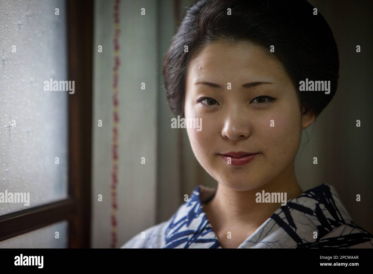 Fukuyu,geisha from Ishihatsu okiya (geisha house).Geisha's distric of Miyagawacho.Kyoto. Kansai ...