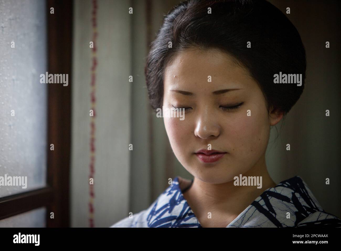 Fukuyu,geisha from Ishihatsu okiya (geisha house).Geisha's distric of Miyagawacho.Kyoto. Kansai ...
