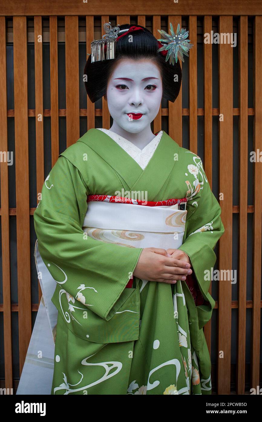 Fukukimi,'maiko' (geisha apprentice) from Ishihatsu okiya (house of geishas).Geisha's distric of ...