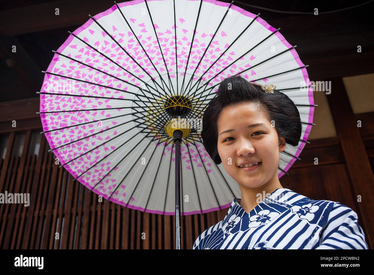'maiko' (geisha apprentice) in geisha's distric of Miyagawacho.Kyoto ...