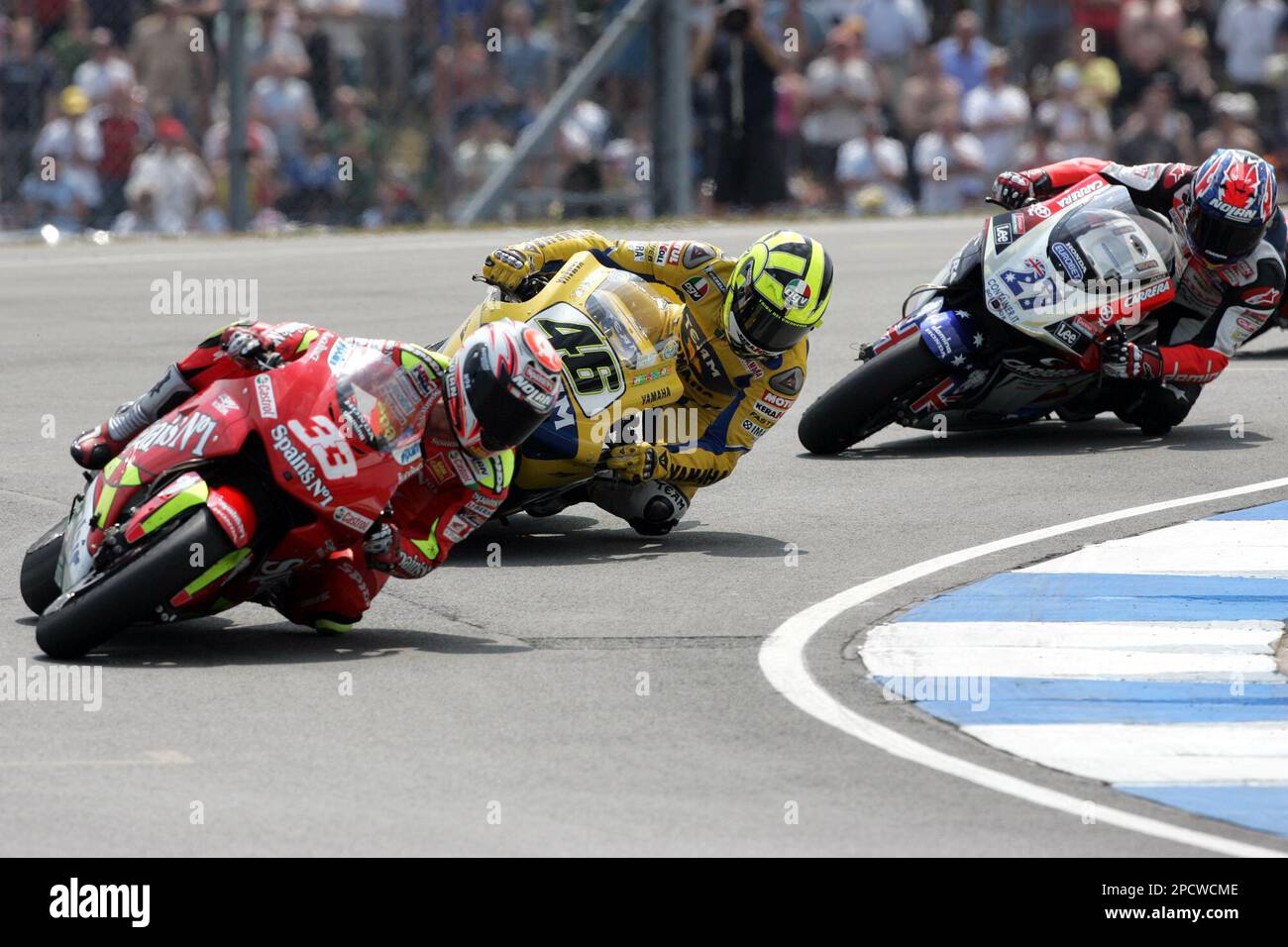 Fortuna Honda MotoGP Team Italian rider Marco Melandri, left takes the ...