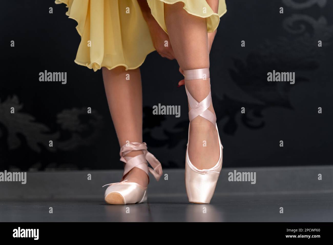 ballet shoes on the feet of a ballerina. close up Stock Photo - Alamy
