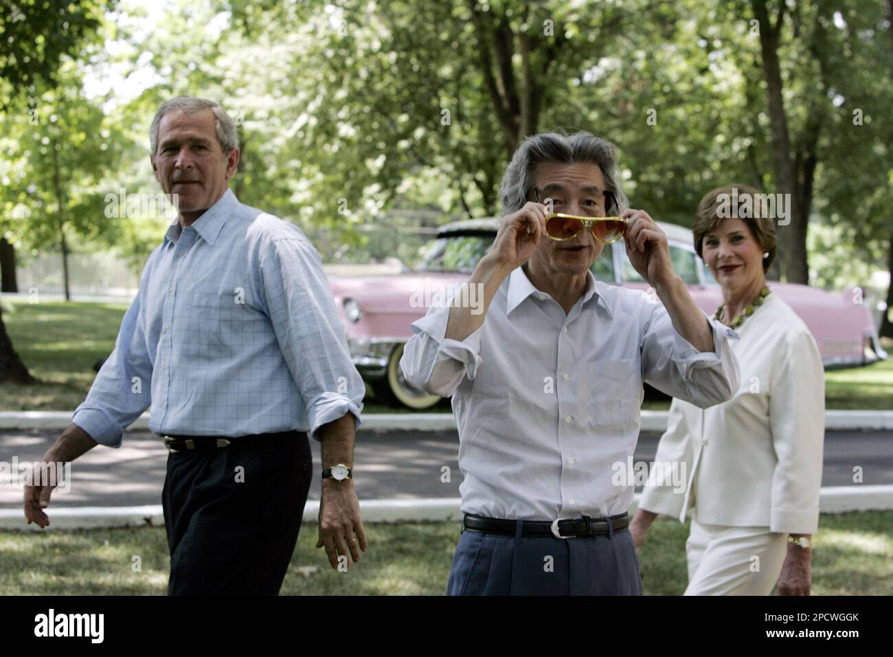 President Bush, Japanese Prime Minister Junichiro Koizumi, and first ...