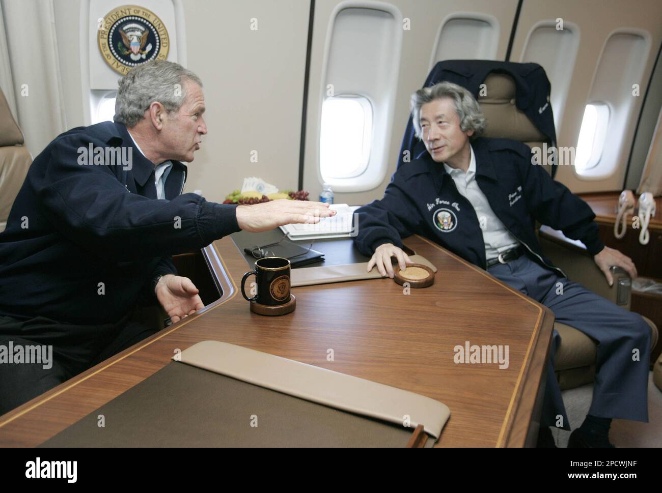 President Bush, left, and Japanese Prime Minister Junichiro Koizumi ...