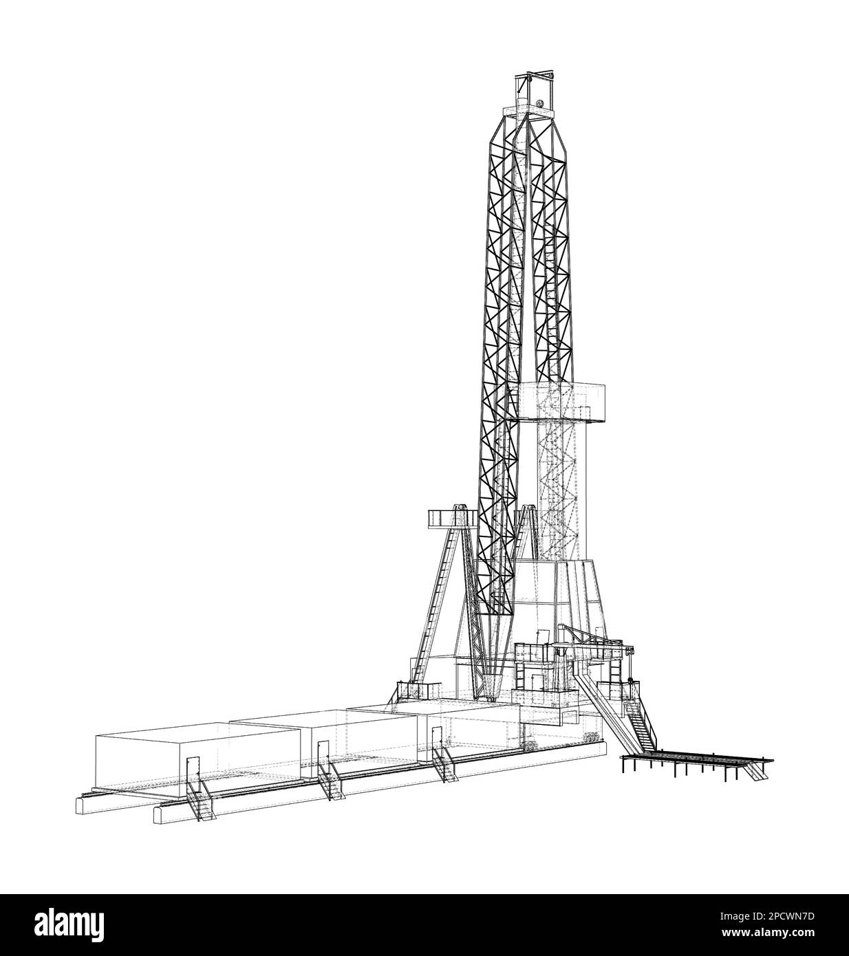 Oil rig. Wire-frame style Stock Photo - Alamy
