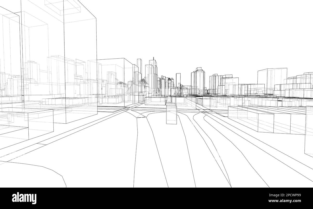 3d urban landscape. Buildings and roads Stock Photo - Alamy
