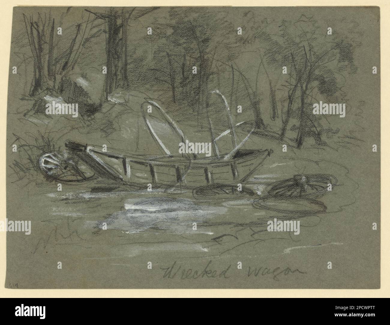 Wrecked wagon. Morgan collection of Civil War drawings. Carts & wagons ...