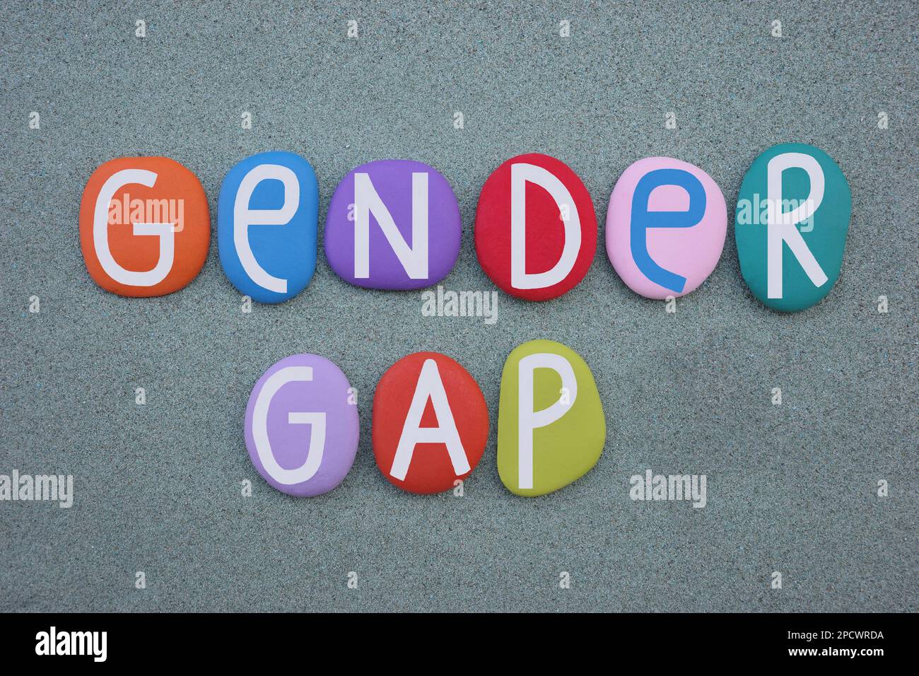 Gender Gap, social issue slogan composed with hand painted multi ... Gender Gap, social issue slogan composed with hand painted multi ...