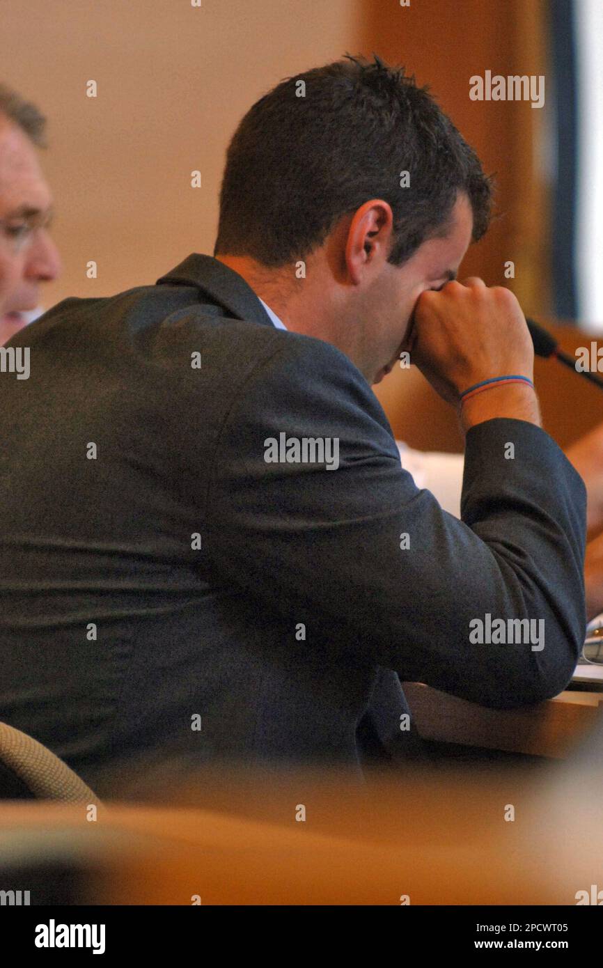 Christopher Porco wipes his eyes during lead prosecutor Michael ...