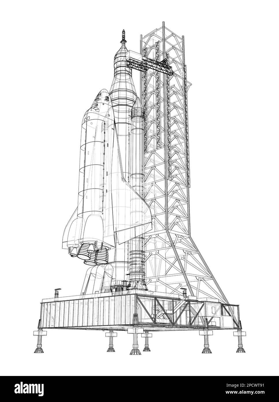 Space Rocket on launch pad Stock Photo - Alamy