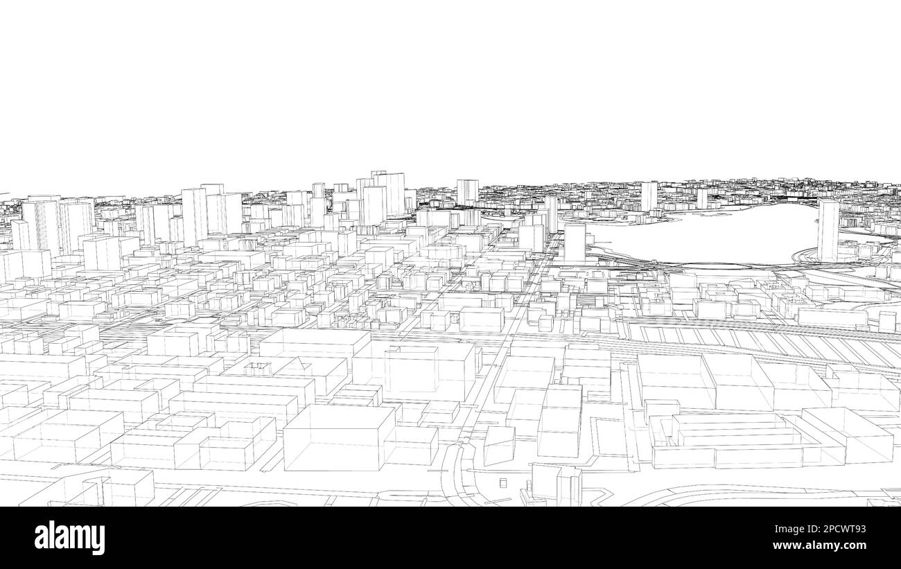 Cityscape Sketch. 3d illustration Stock Photo - Alamy