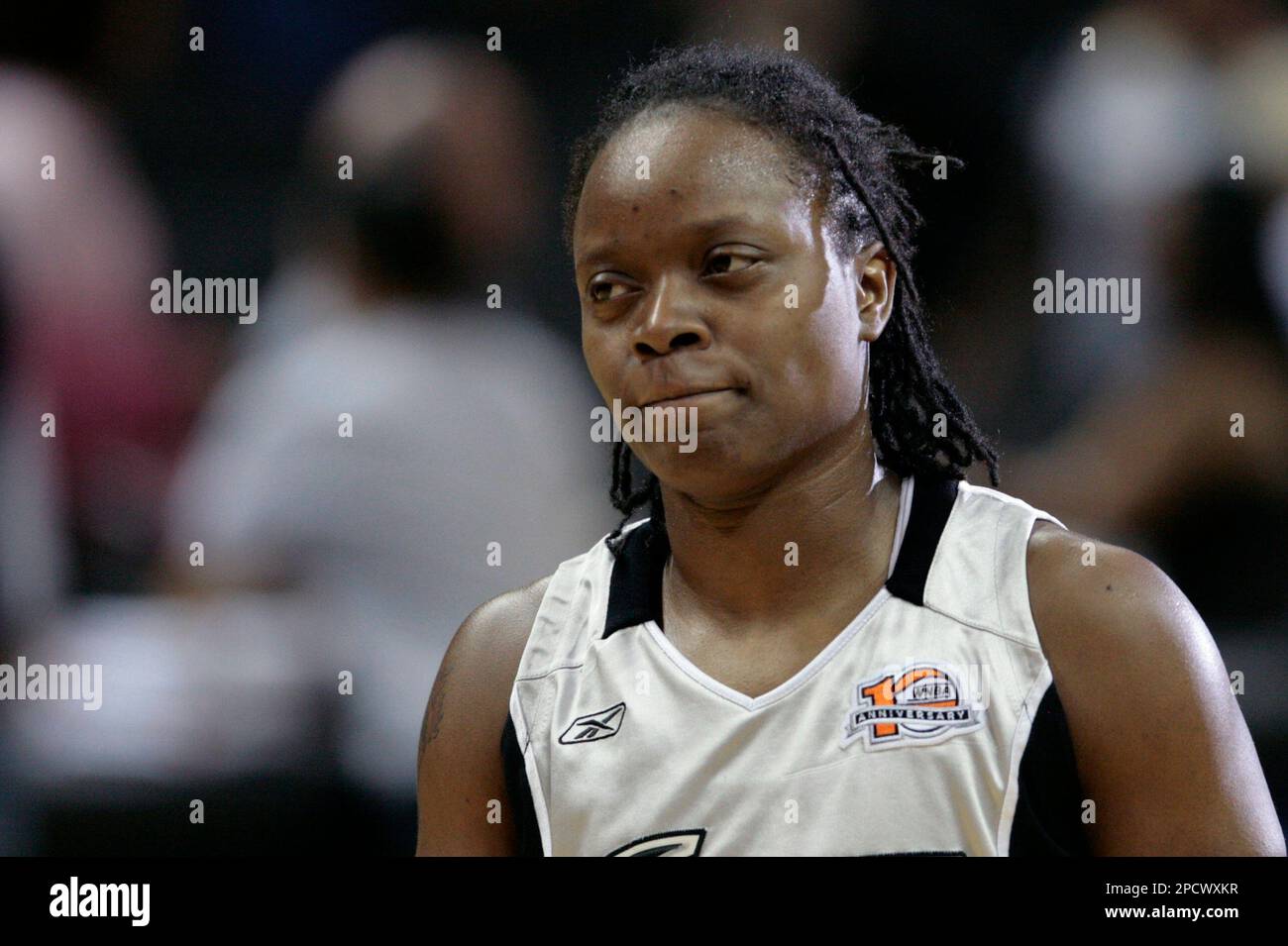 San Antonio Silver Stars' Shannon Johnson leaves the floor after the ...