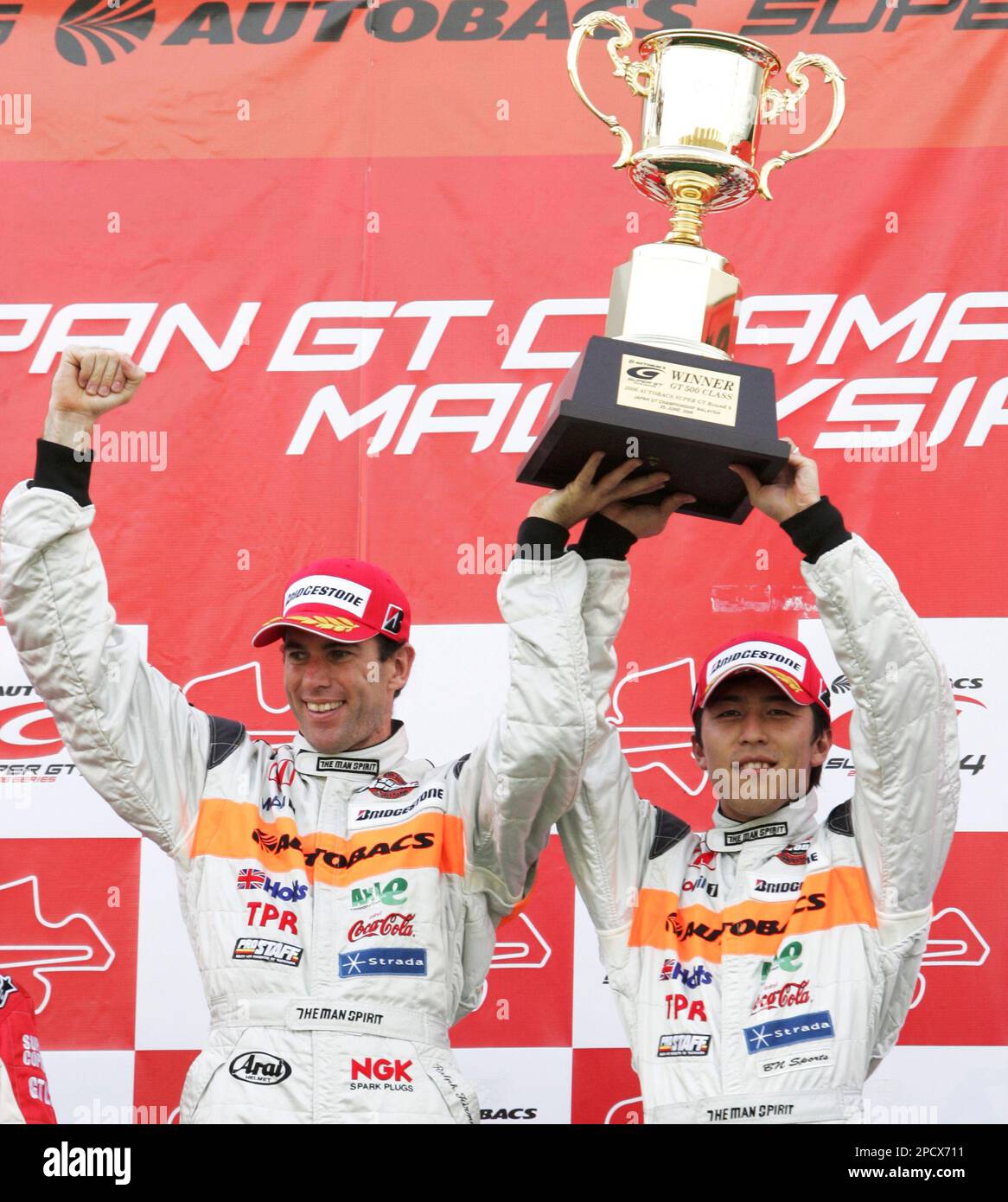 Japan's Daisuke Ito, right, and his teammate Ralph Firman of ARTA NXS ...