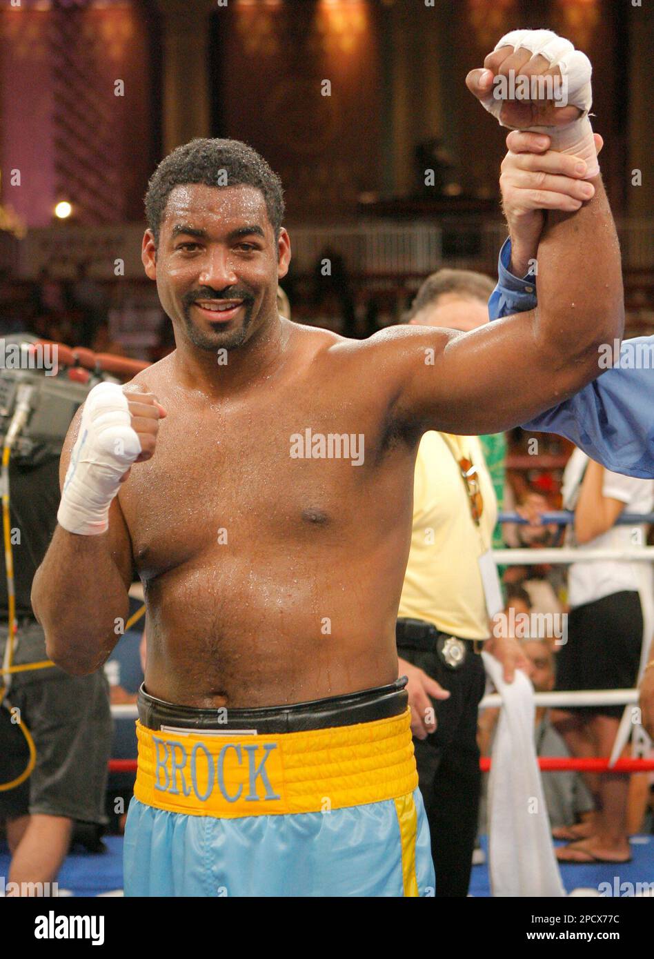 Boxer Calvin Brock poses for photos after defeating Timur Ibragimov, of ...