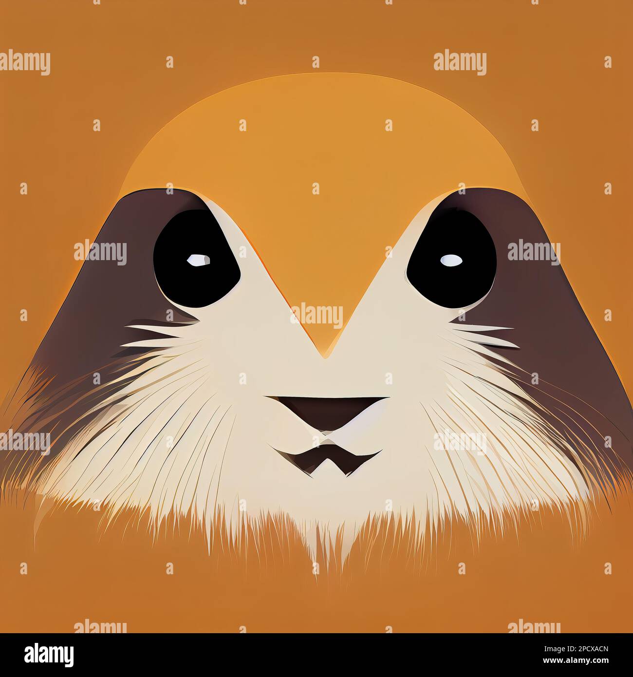 Gopher head simple flat. Portrait of a gopher on red background. AI ...