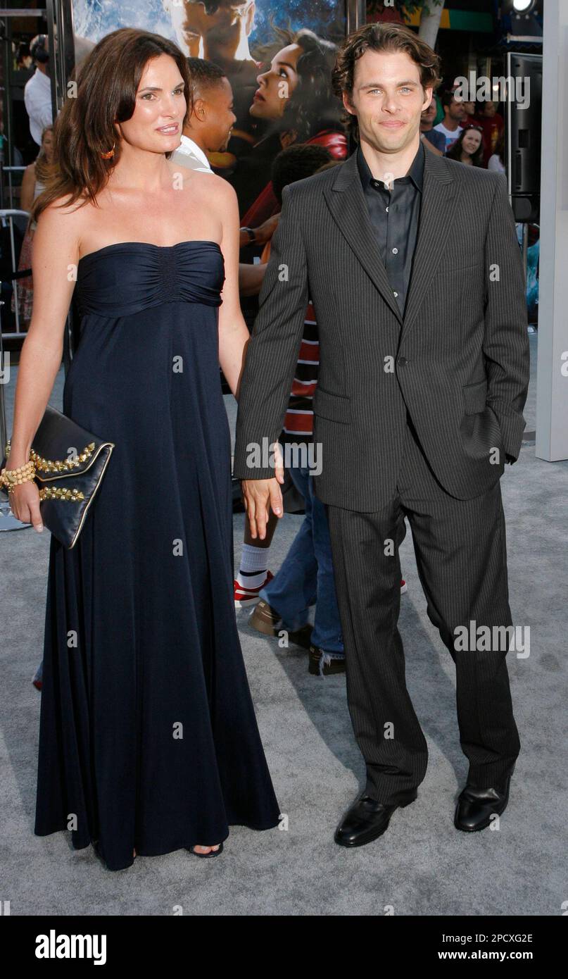 Actor James Marsden, right, arrives with a guest for the premiere of ...