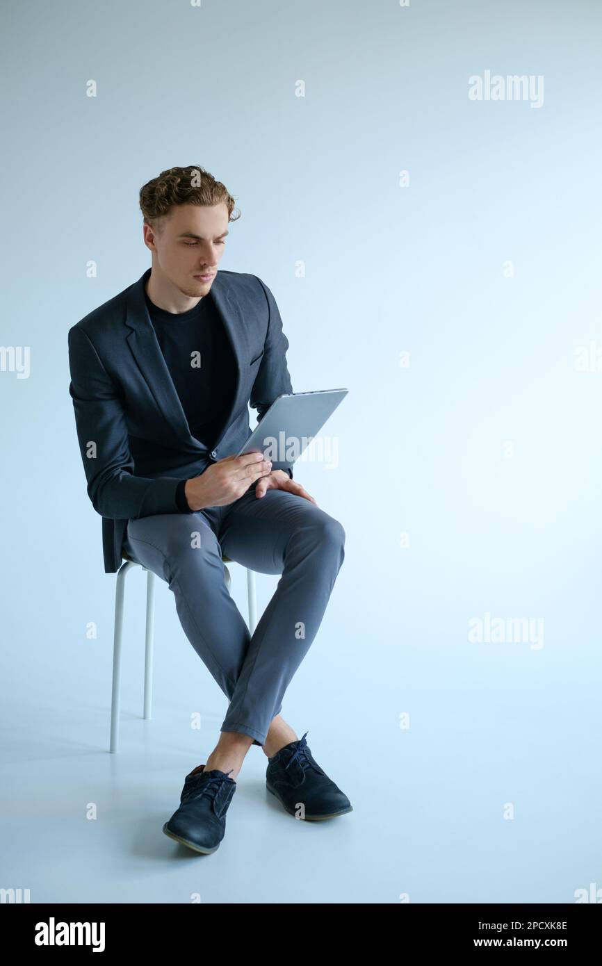 focused man job application interview concept Stock Photo - Alamy