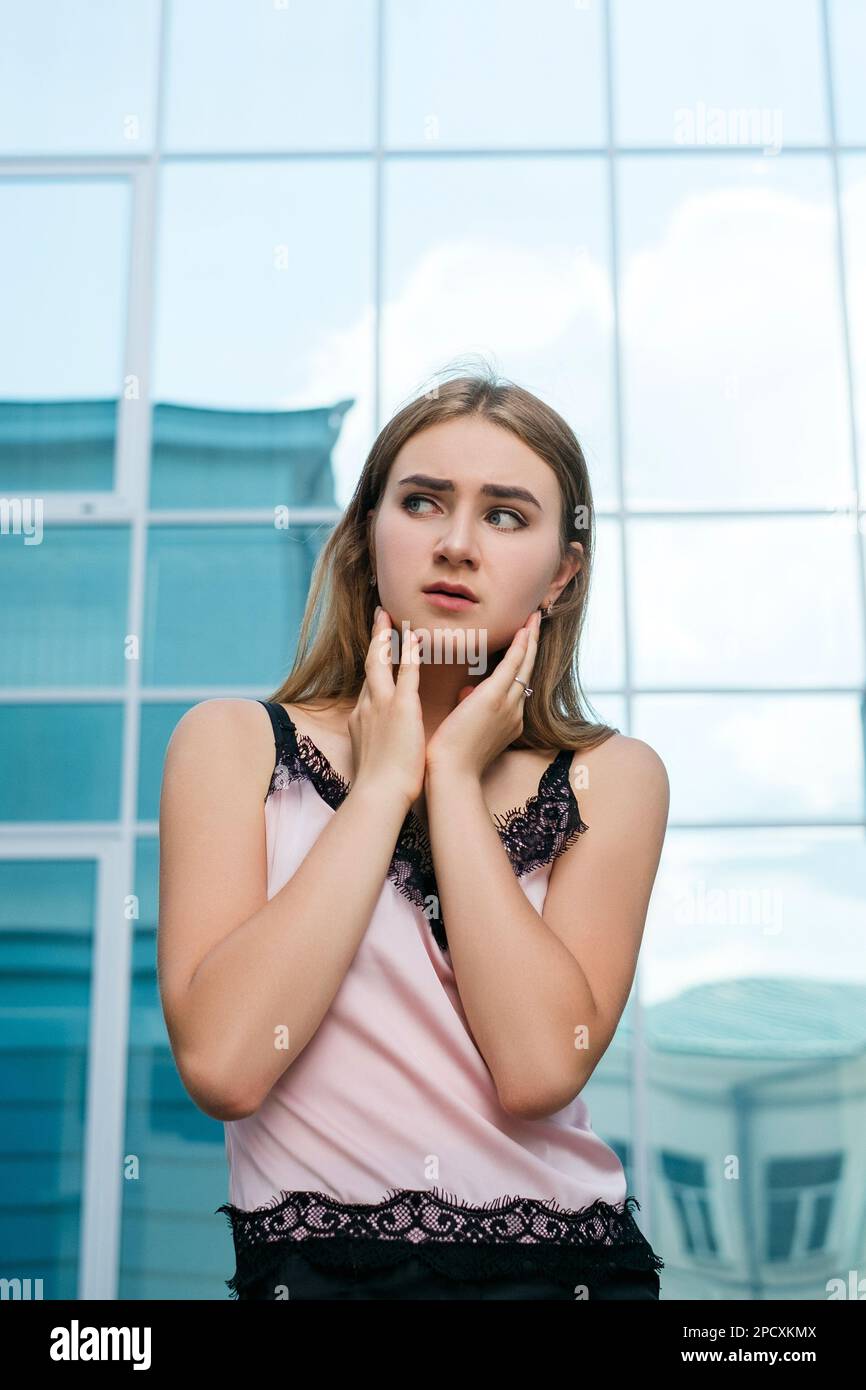 Women stress and problems in the big city Stock Photo - Alamy