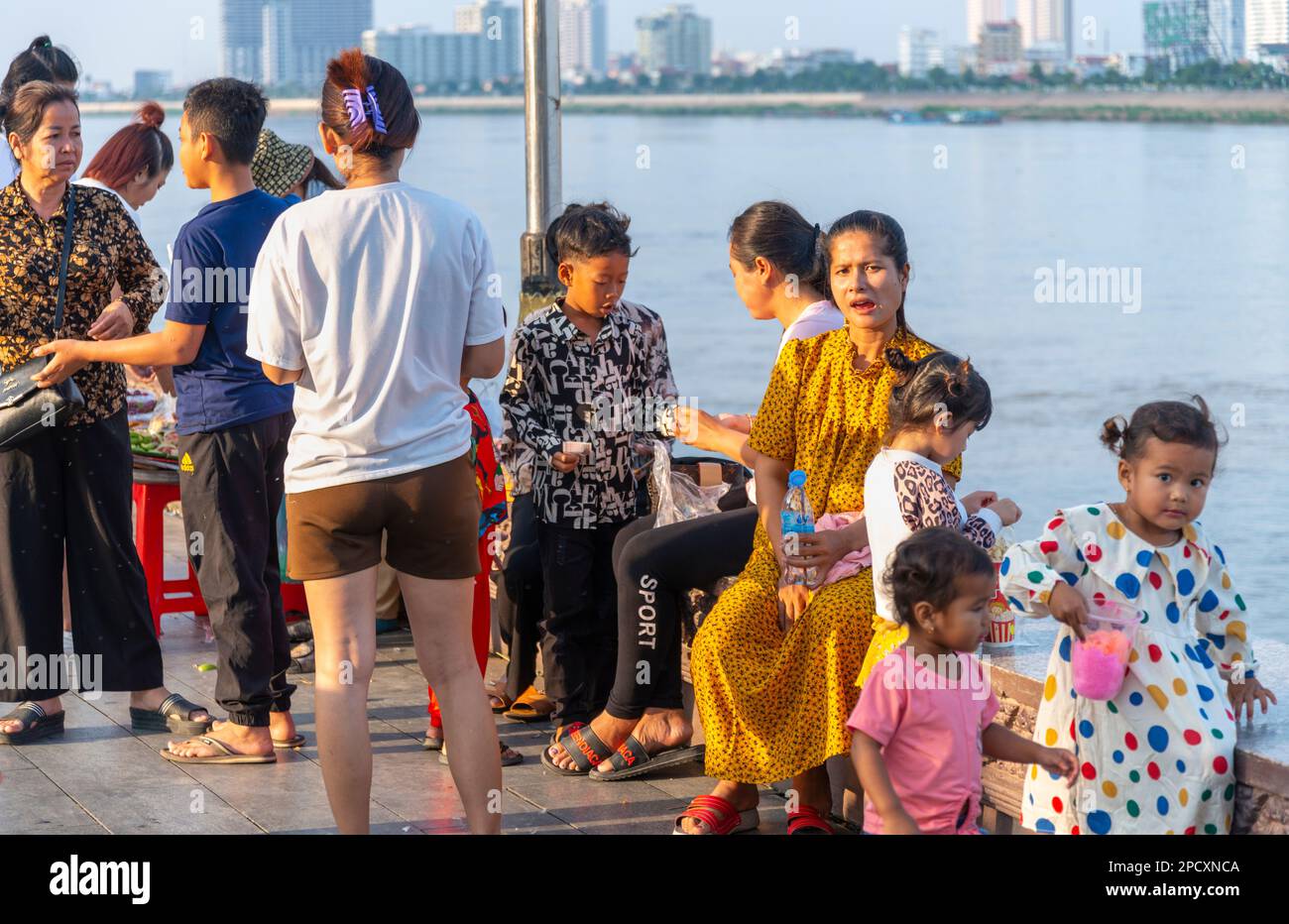 Phnom Penh,Cambodia-December 23 2023: The Riverside Promenade,is a nce ...