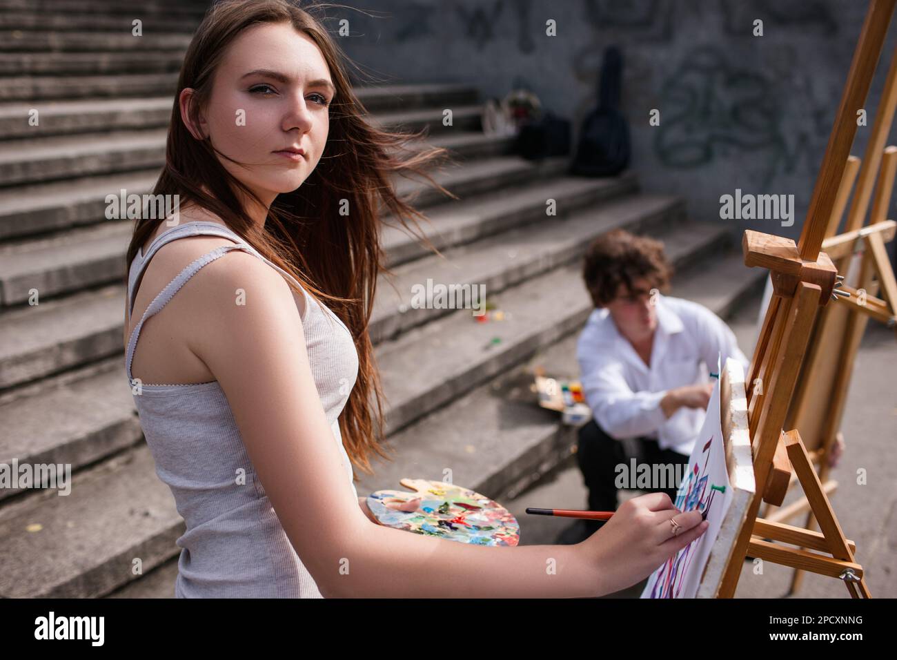 Artist still life painting city concept Stock Photo - Alamy