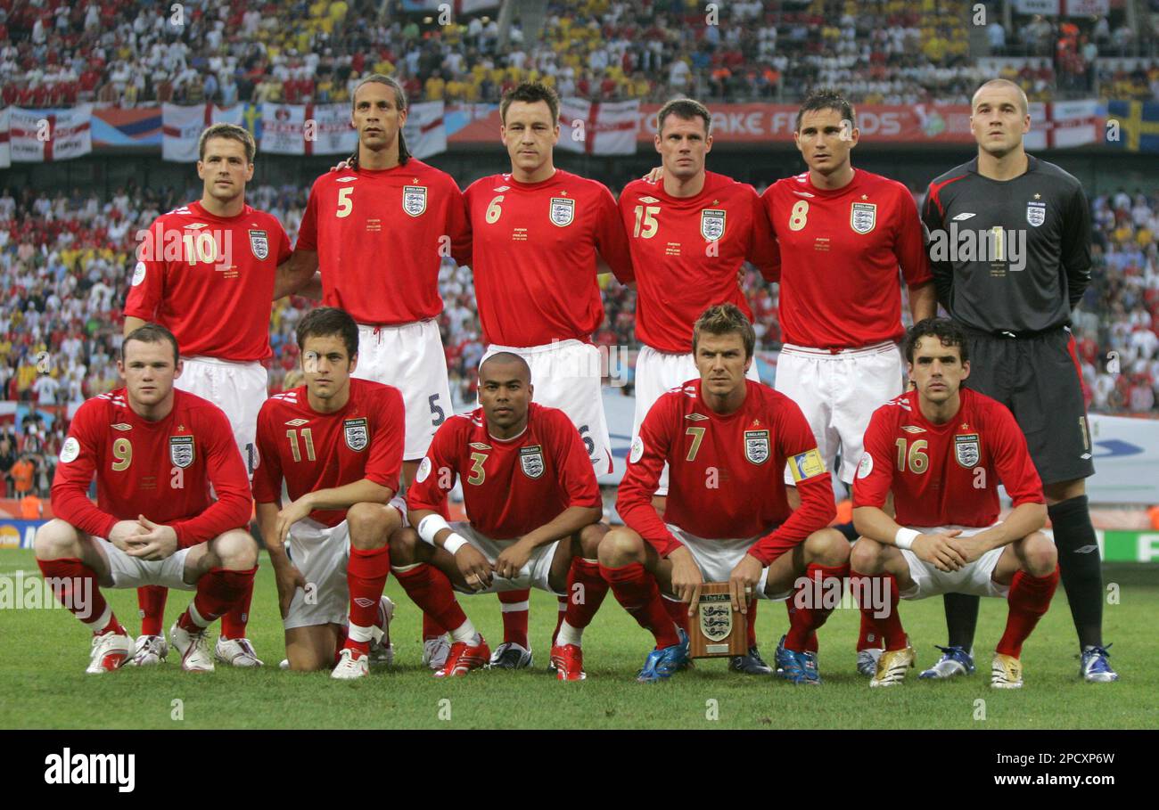 The English national soccer team pose for a team group photo before the ...